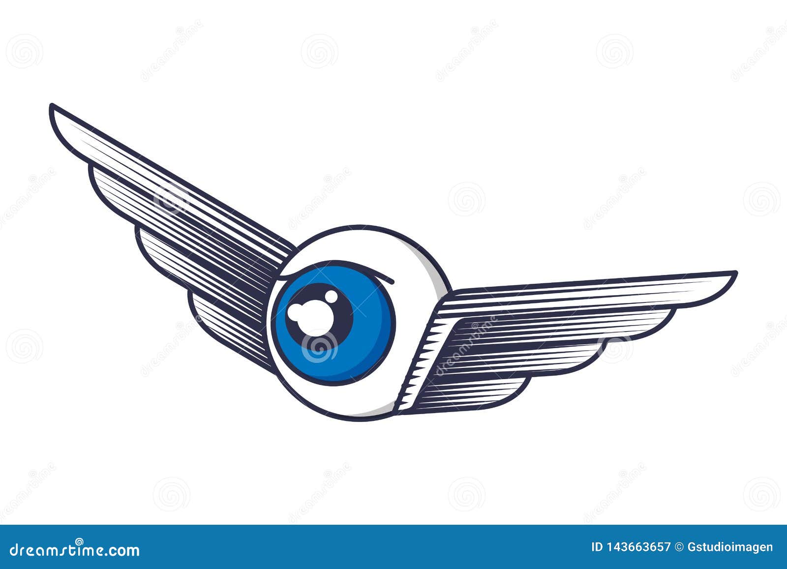 Eye with wings icon stock vector. Illustration of vision - 143663657