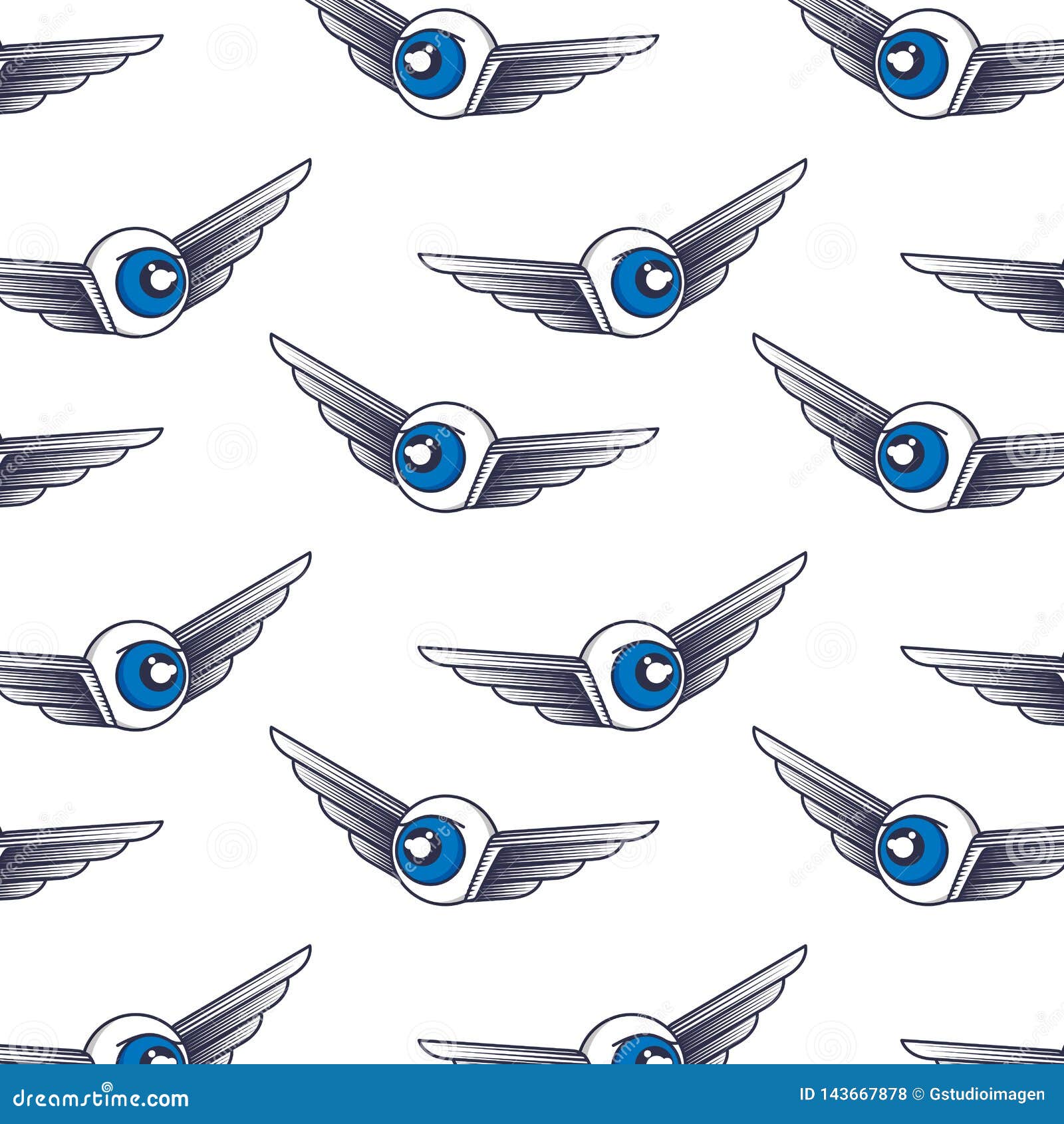 Eye with wings pattern stock vector. Illustration of eyeball - 143667878