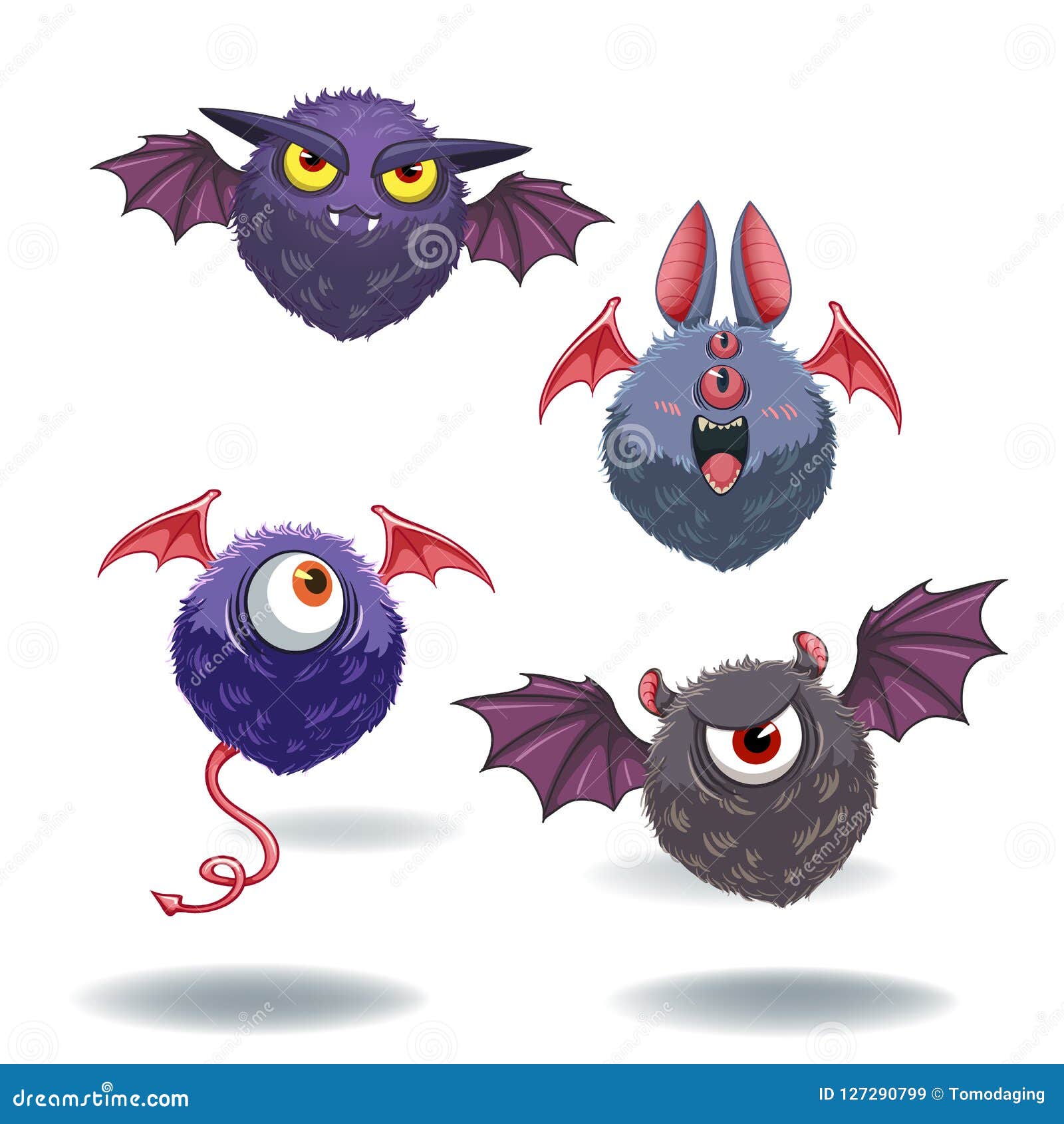 Eyeball Fur Devil Monster Group Set Stock Vector - Illustration of ...
