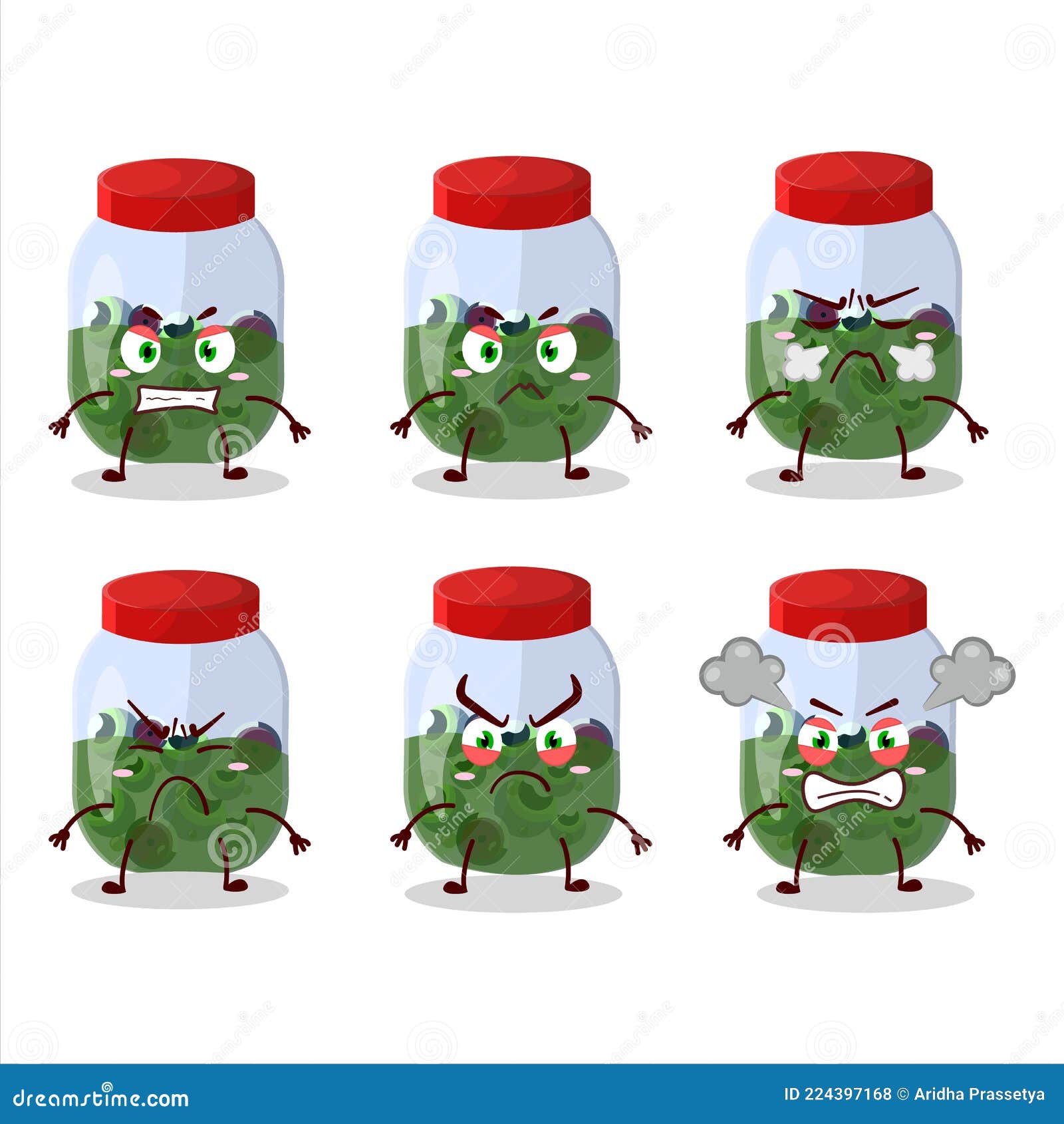 Eyeball in Jar Cartoon Character with Various Angry Expressions Stock ...
