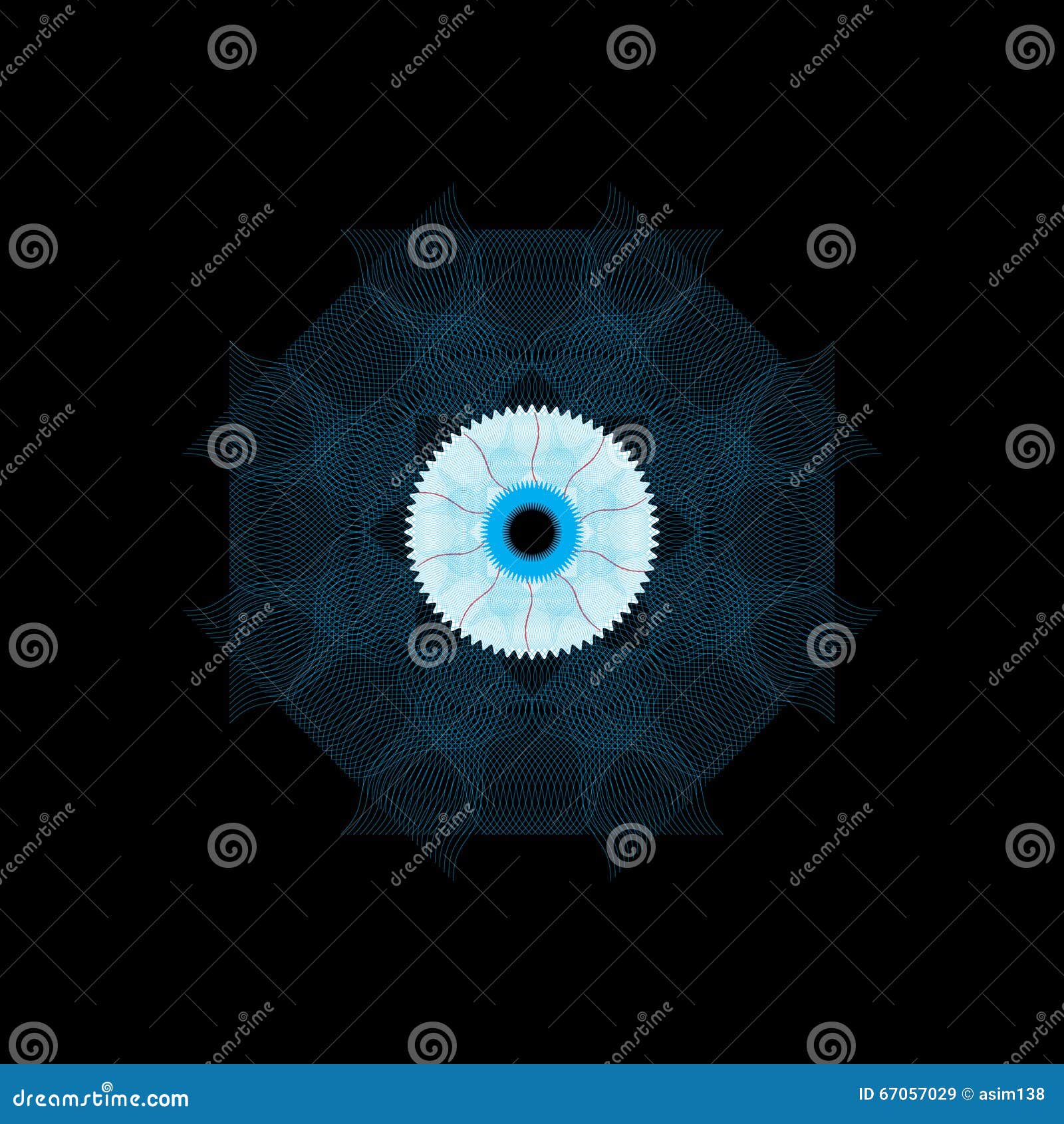 Eyeball in Line Drawing Blue Abstract Shapes. Psychedelic Vector ...