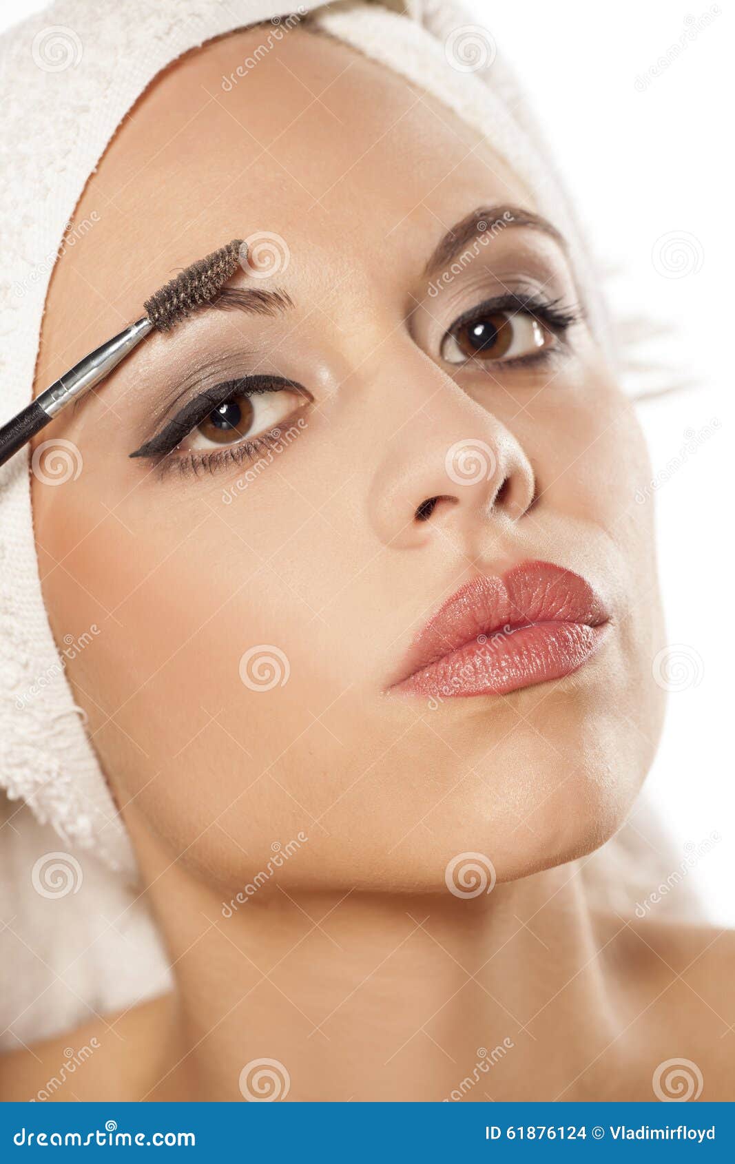 Eyebrow combing stock photo. Image of makeup, eyebrows - 61876124