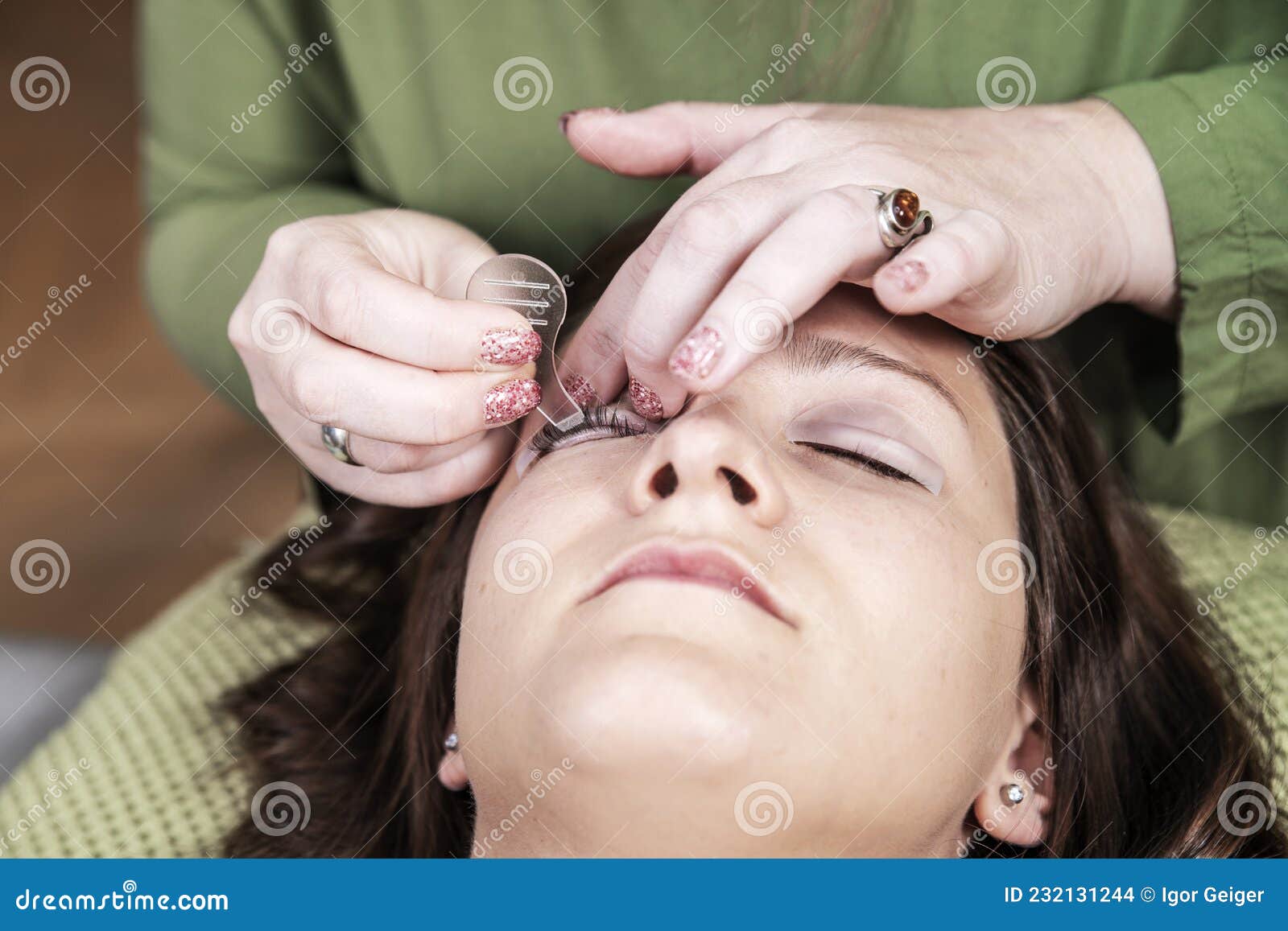 Eyebrow and Eyelash Care Procedure in a Beauty Salon Stock Photo ...