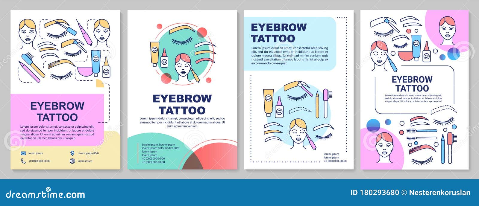 Eyebrow Tattoo Brochure Template Layout. Permanent Makeup Stock Vector ...