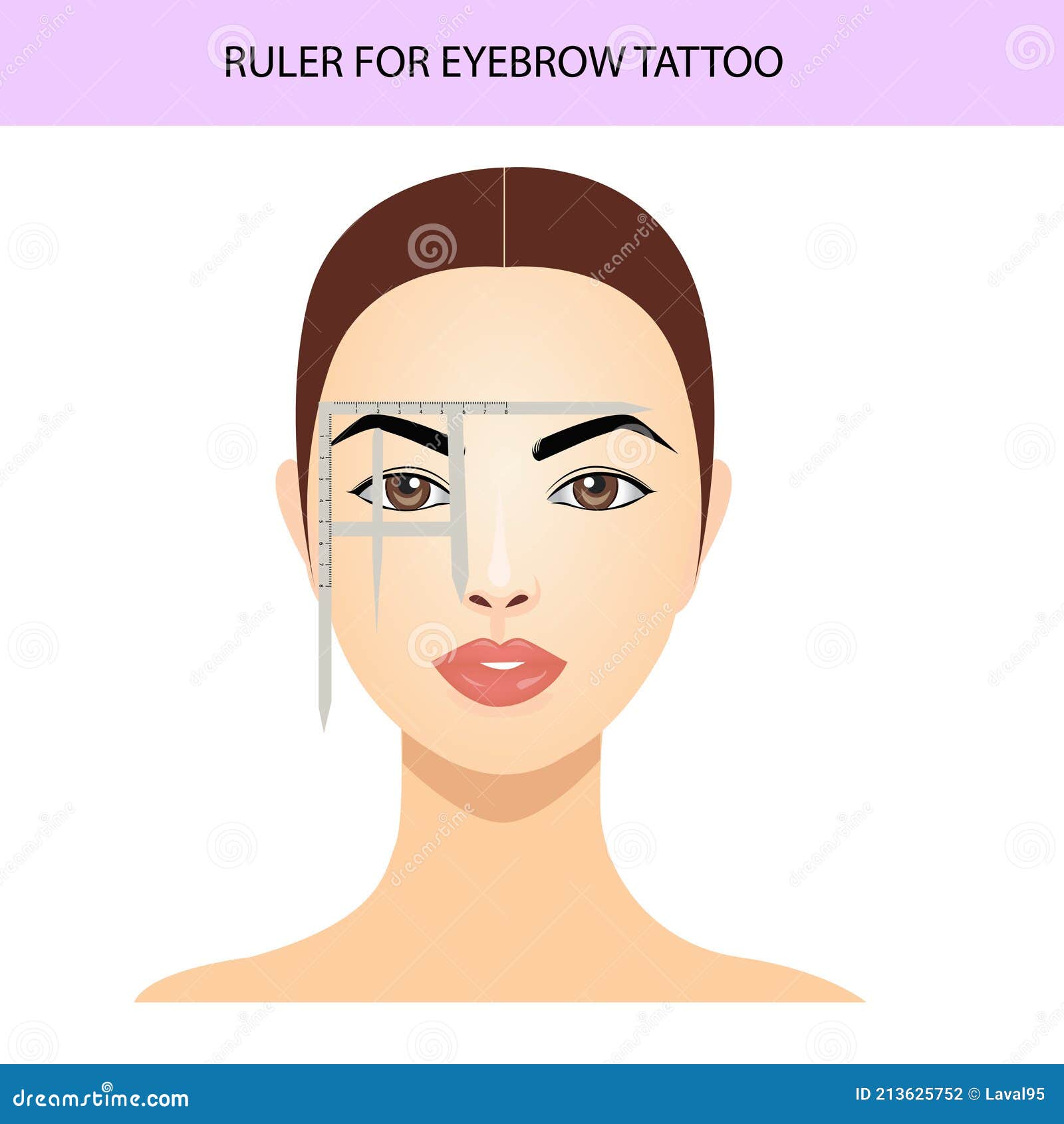 Eyebrow Tattoo Ruler Attached To Face, Eyebrow Guide, Vector ...