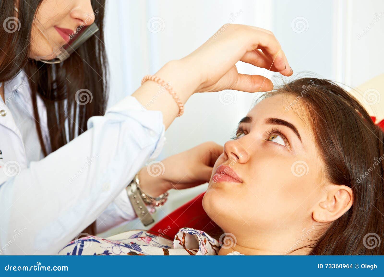 Eyebrow thread correction stock photo. Image of face - 73360964