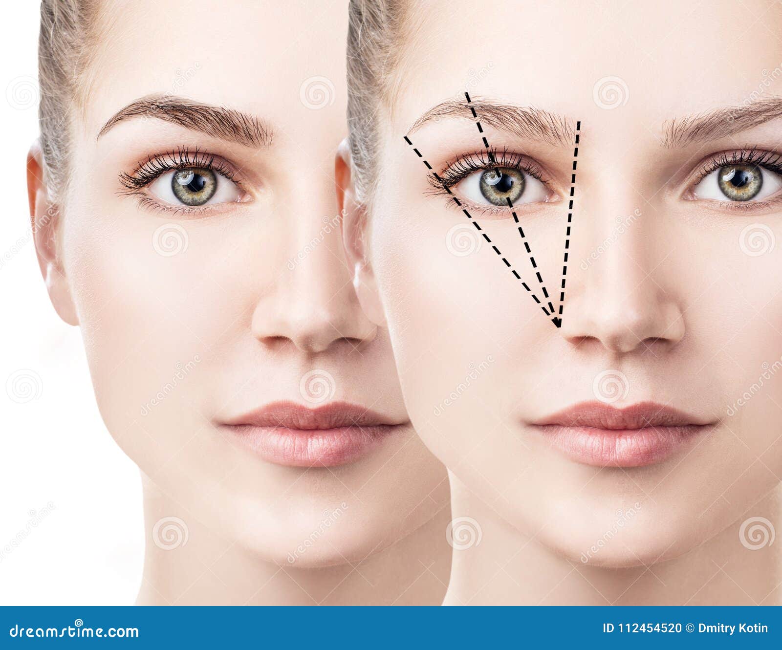 Female Face Before And After Eyebrows Correction. Stock Photo ...