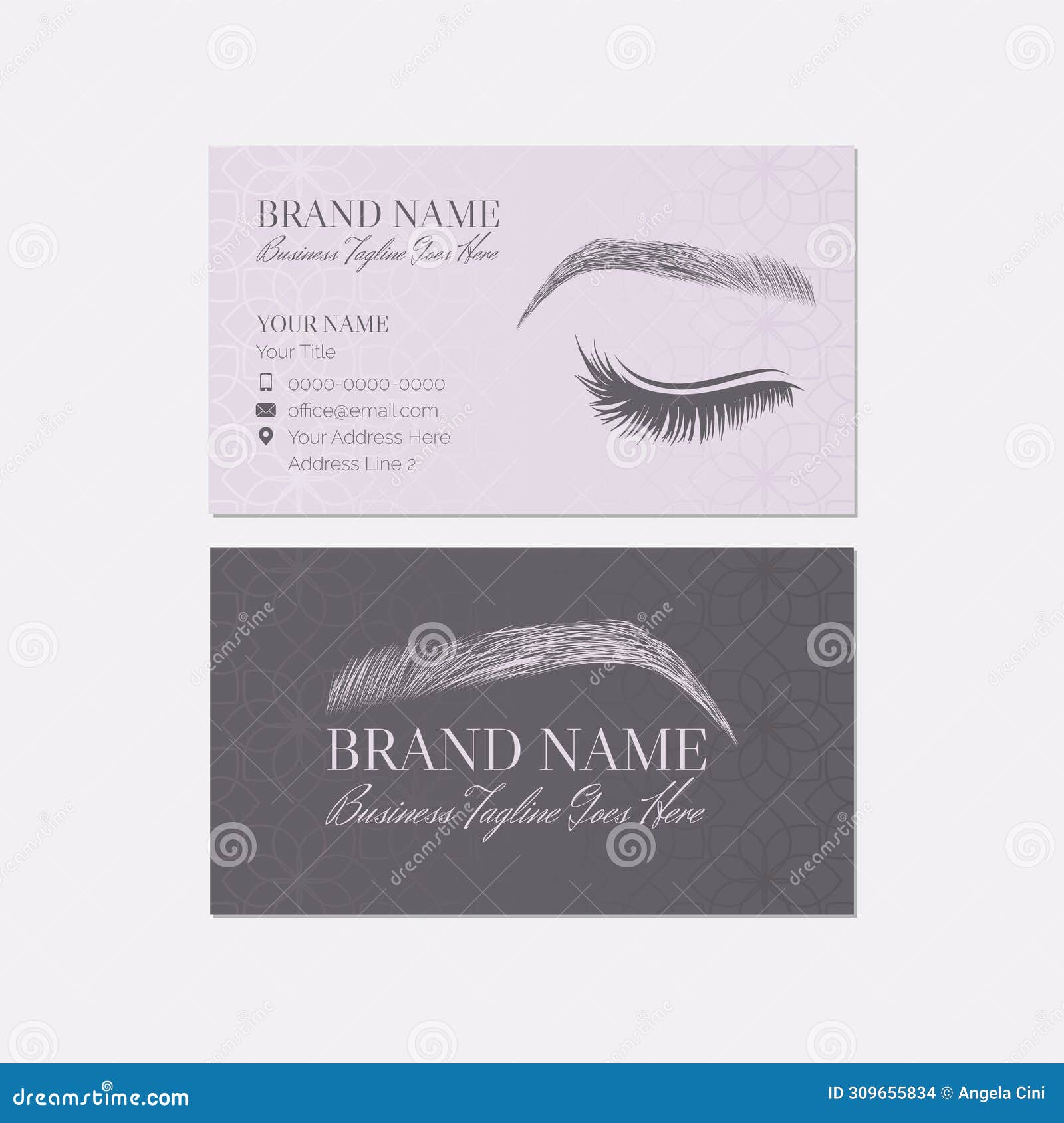Eyebrows and Lashes Make Up Artist Business Card Design Template Stock ...
