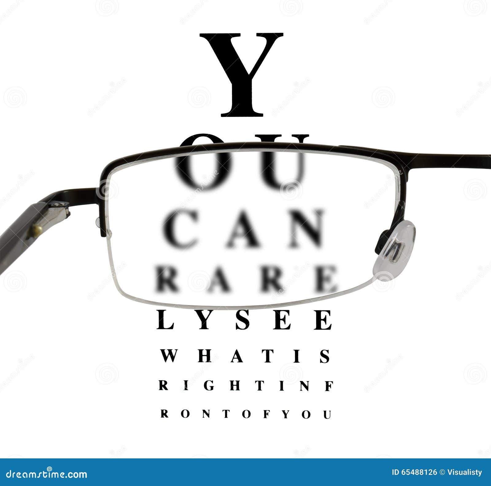 Eyeglass with Humorous Eyetest Chart Stock Photo - Image of lens ...
