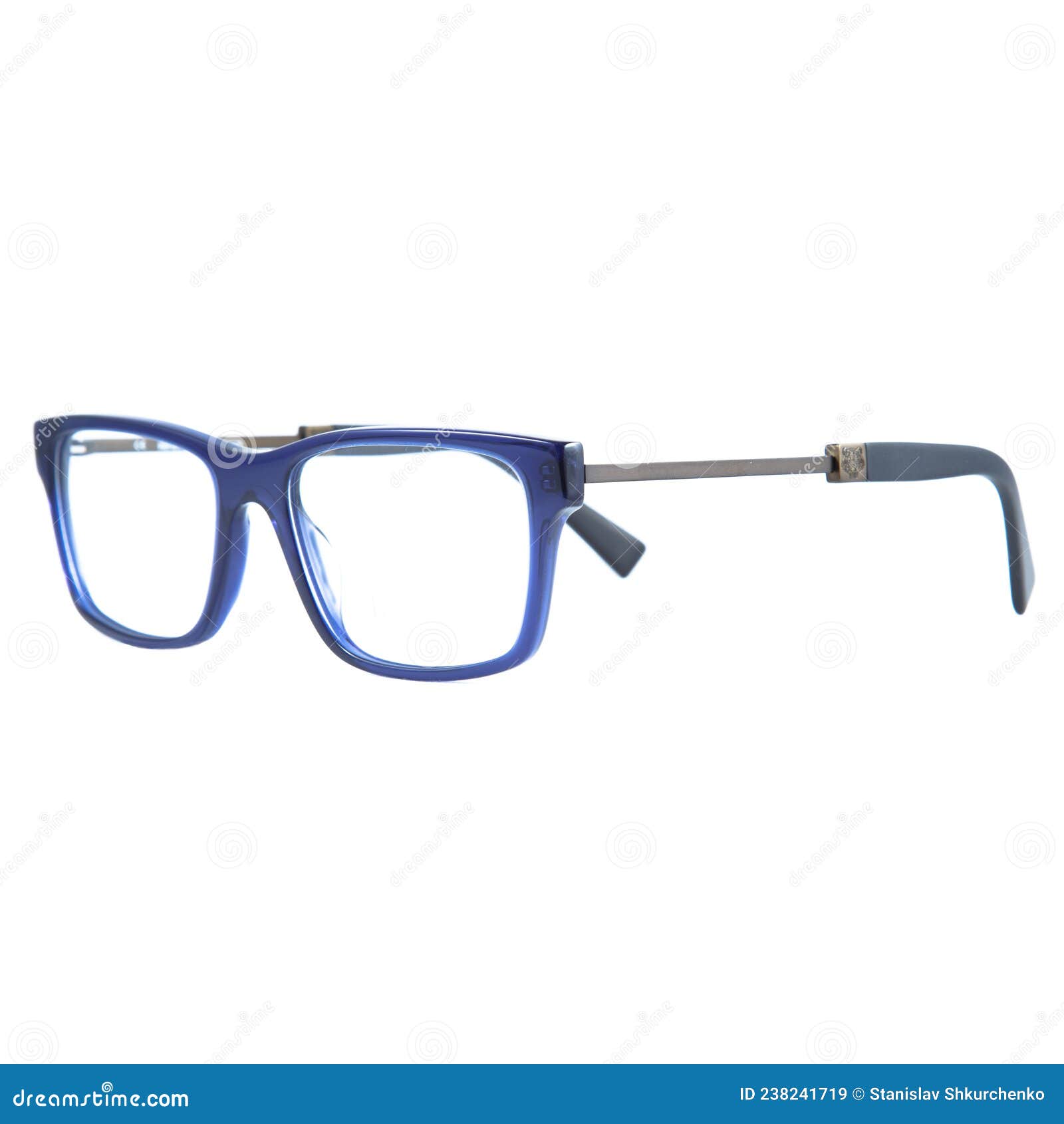 Eyeglasses in blue frames. stock image. Image of wear - 238241719