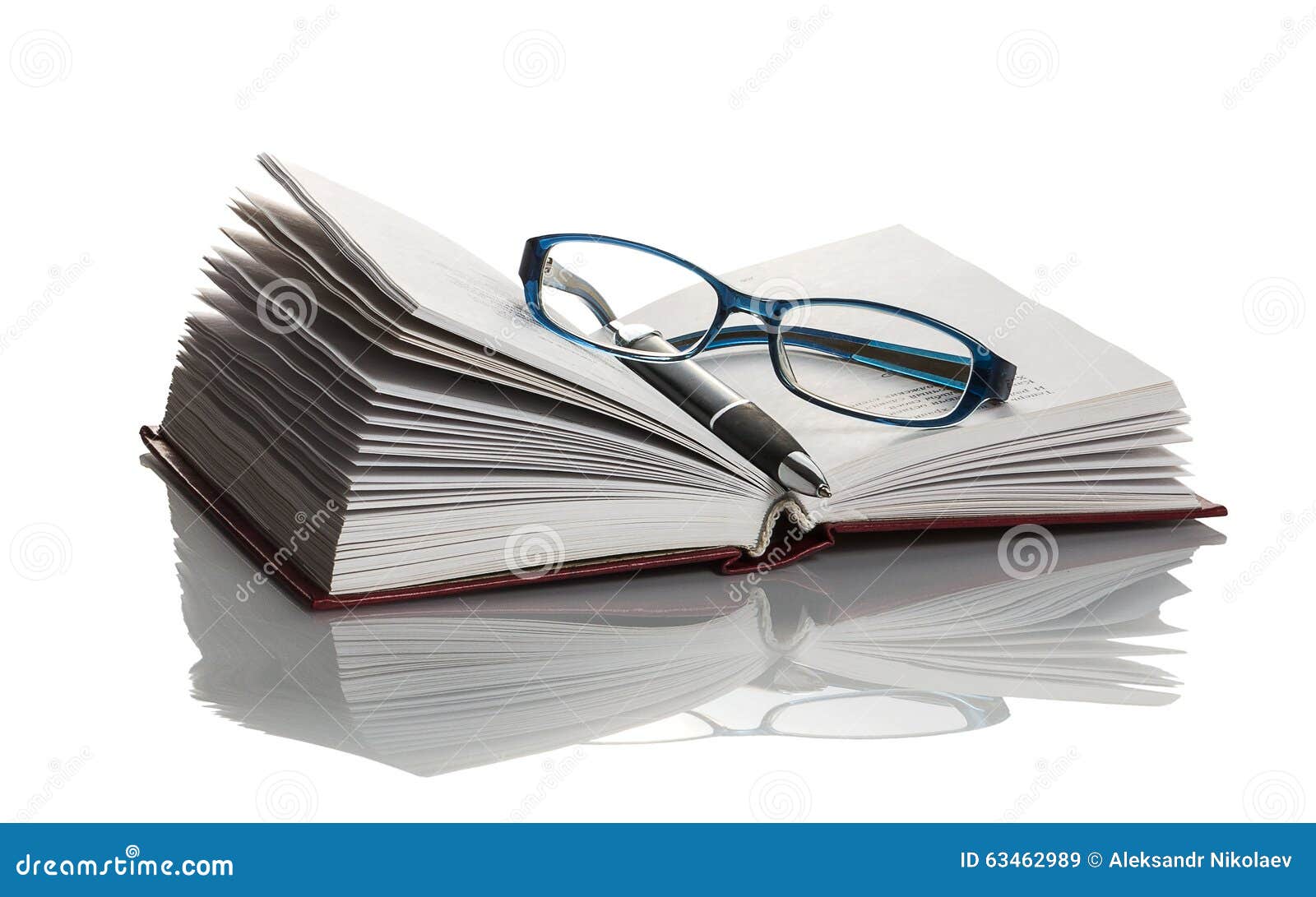 Eyeglasses, book and pen stock image. Image of studying - 63462989