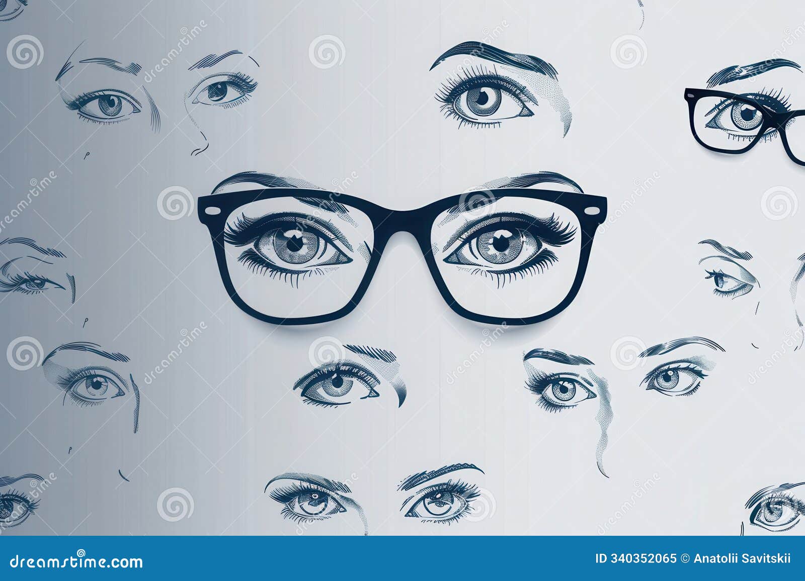 Eyeglasses are Centered Against a Stylish Backdrop of Multiple ...
