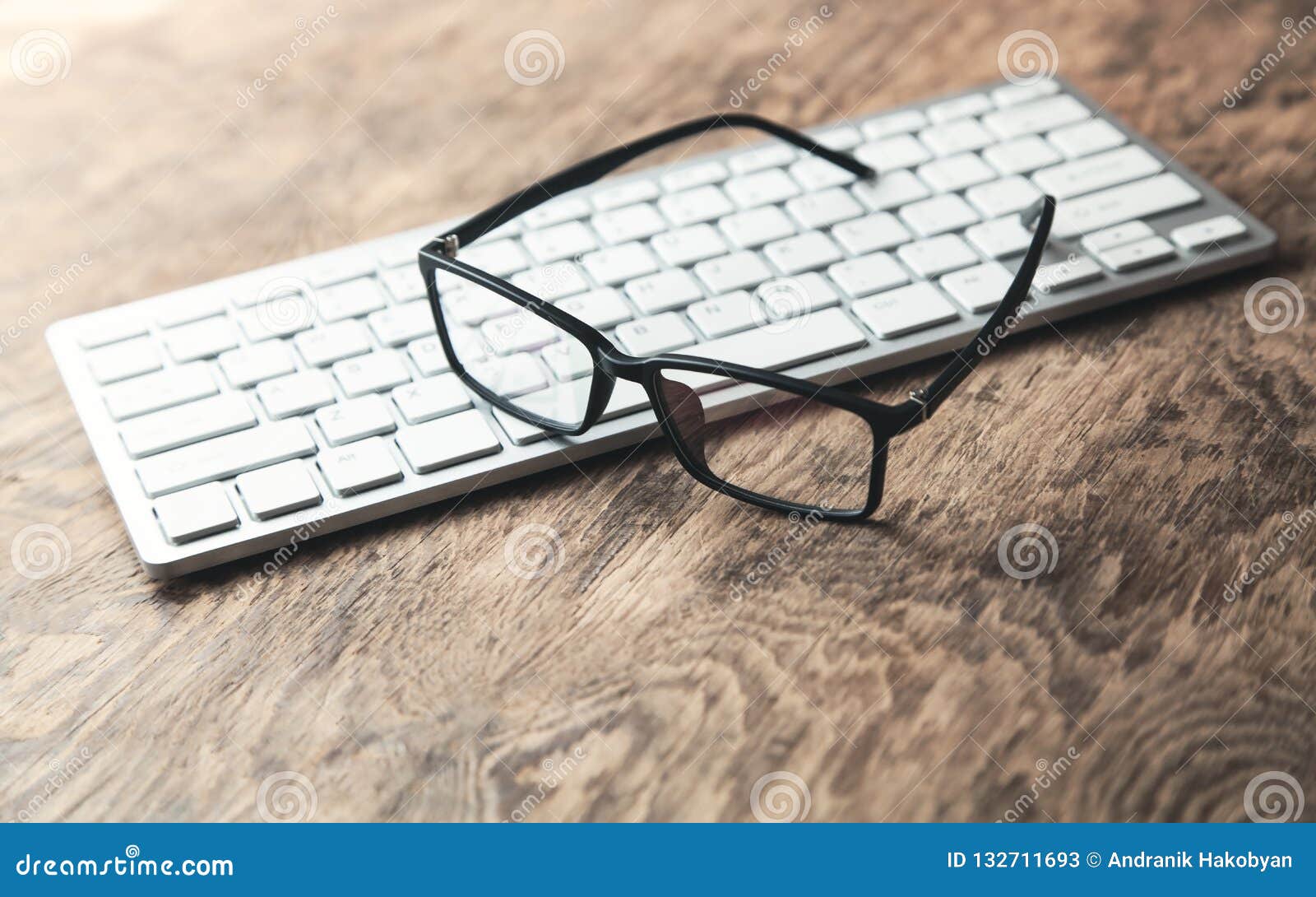 Eyeglasses on Computer Keyboard Stock Image - Image of keyboard, office ...