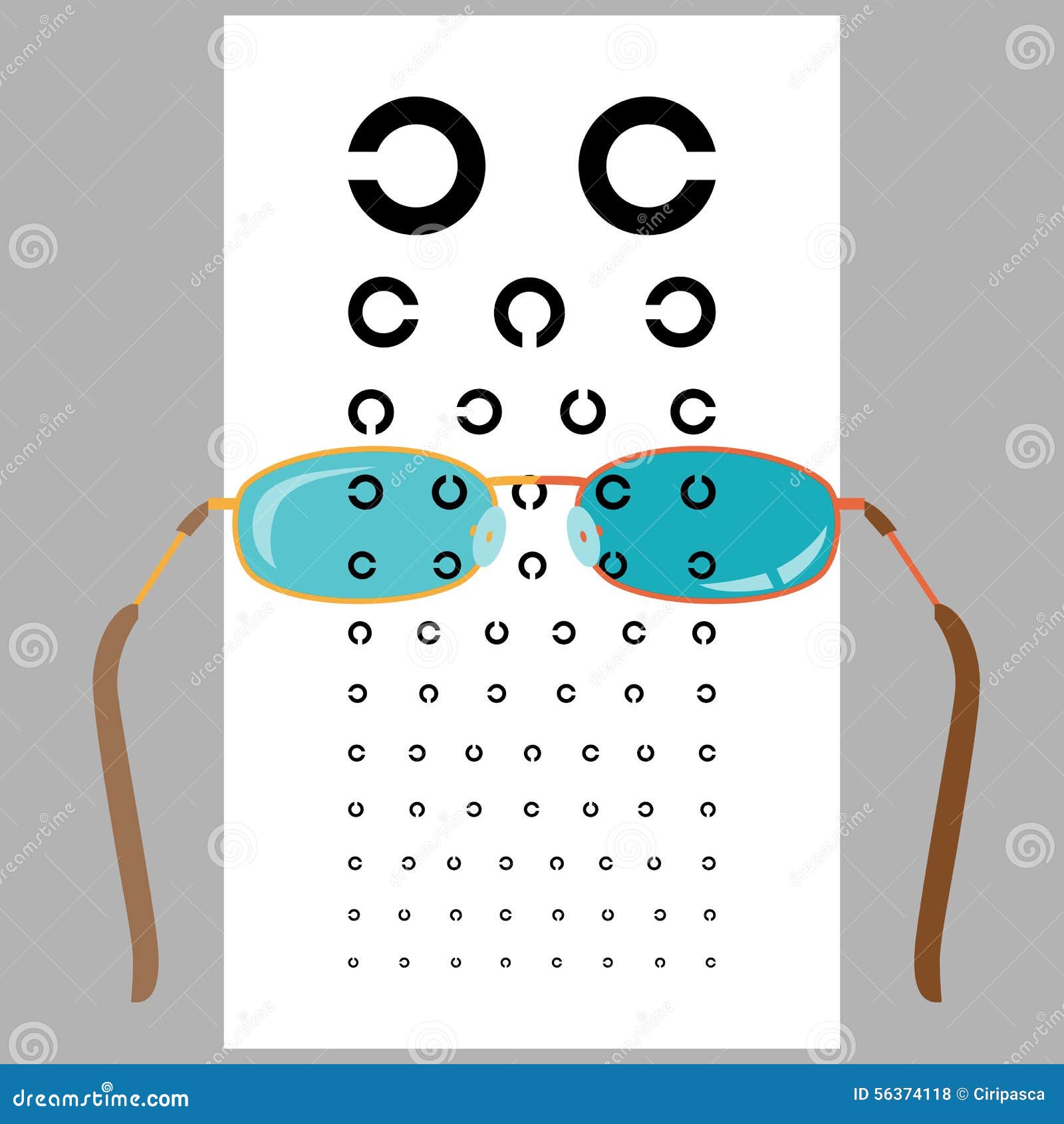 Eyeglasses and eye chart stock vector. Illustration of glass - 56374118