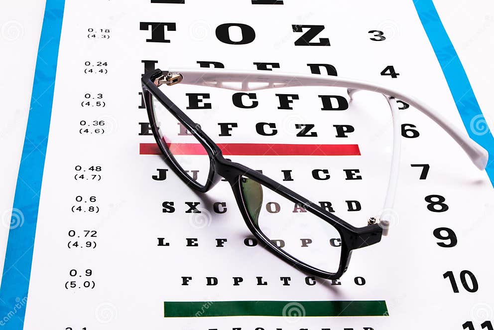 Eyeglasses and eye chart stock image. Image of myopia - 42534079