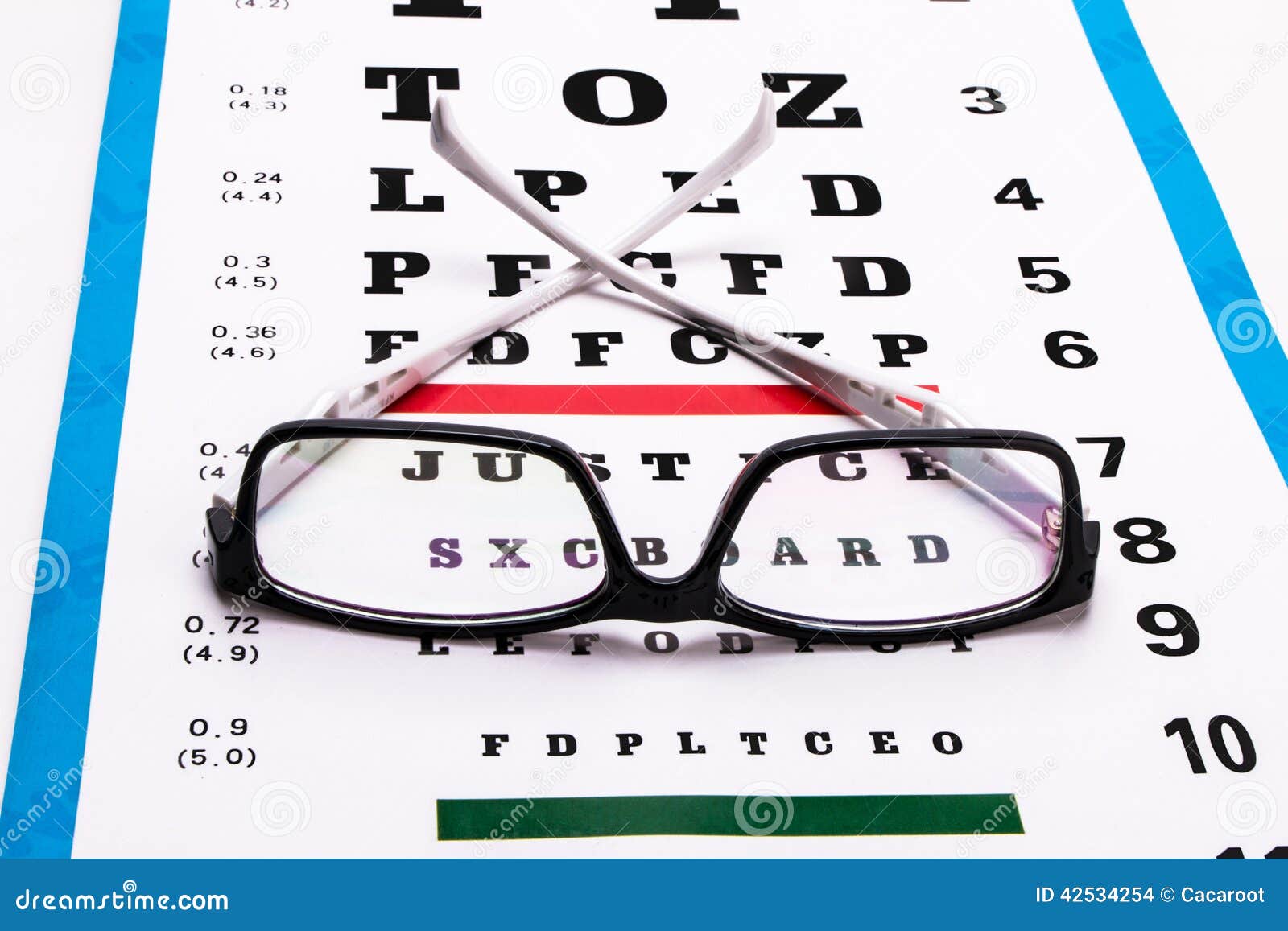 Eyeglasses and eye chart stock photo. Image of sight - 42534254