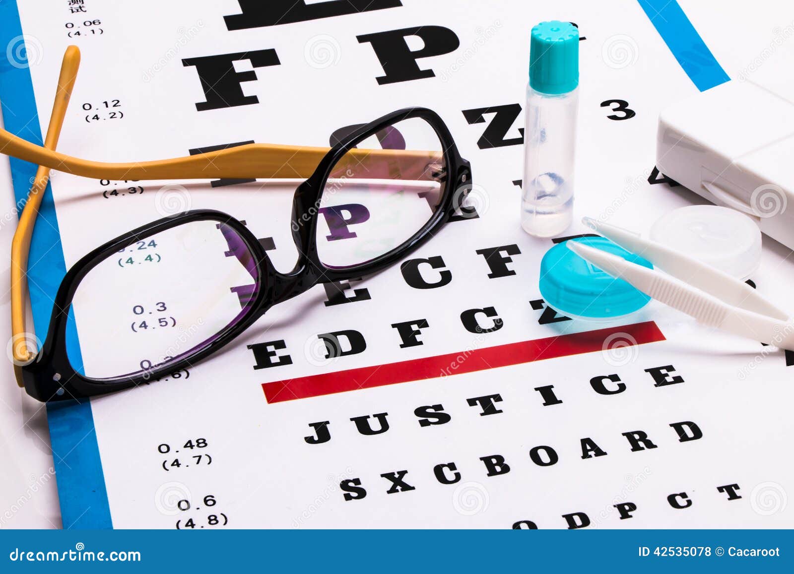 Eyeglasses and eye chart stock photo. Image of exam, chart - 42535078