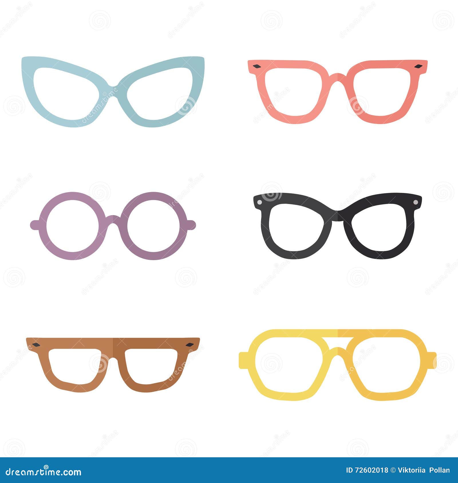 Eyeglasses Flat Multicolored Vector Set. Modern Simple Design. Part Two ...