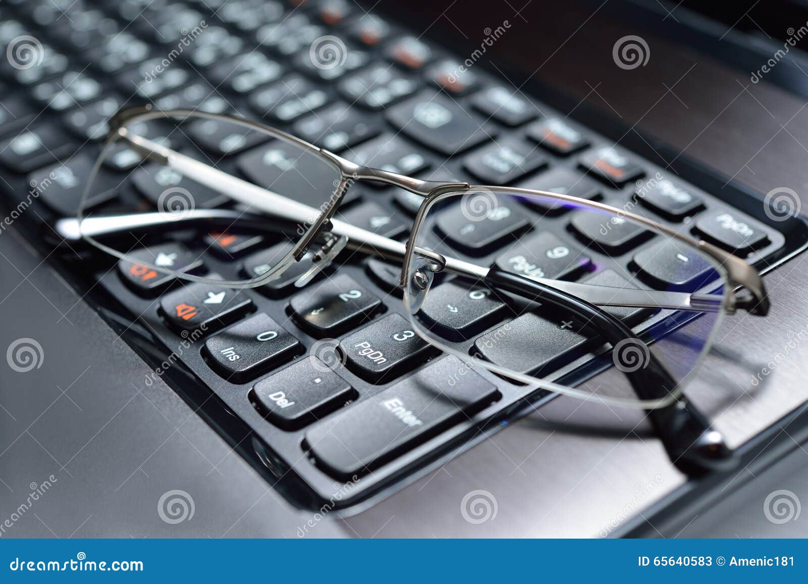 Eyeglasses on keyboard stock image. Image of eyeglasses - 65640583