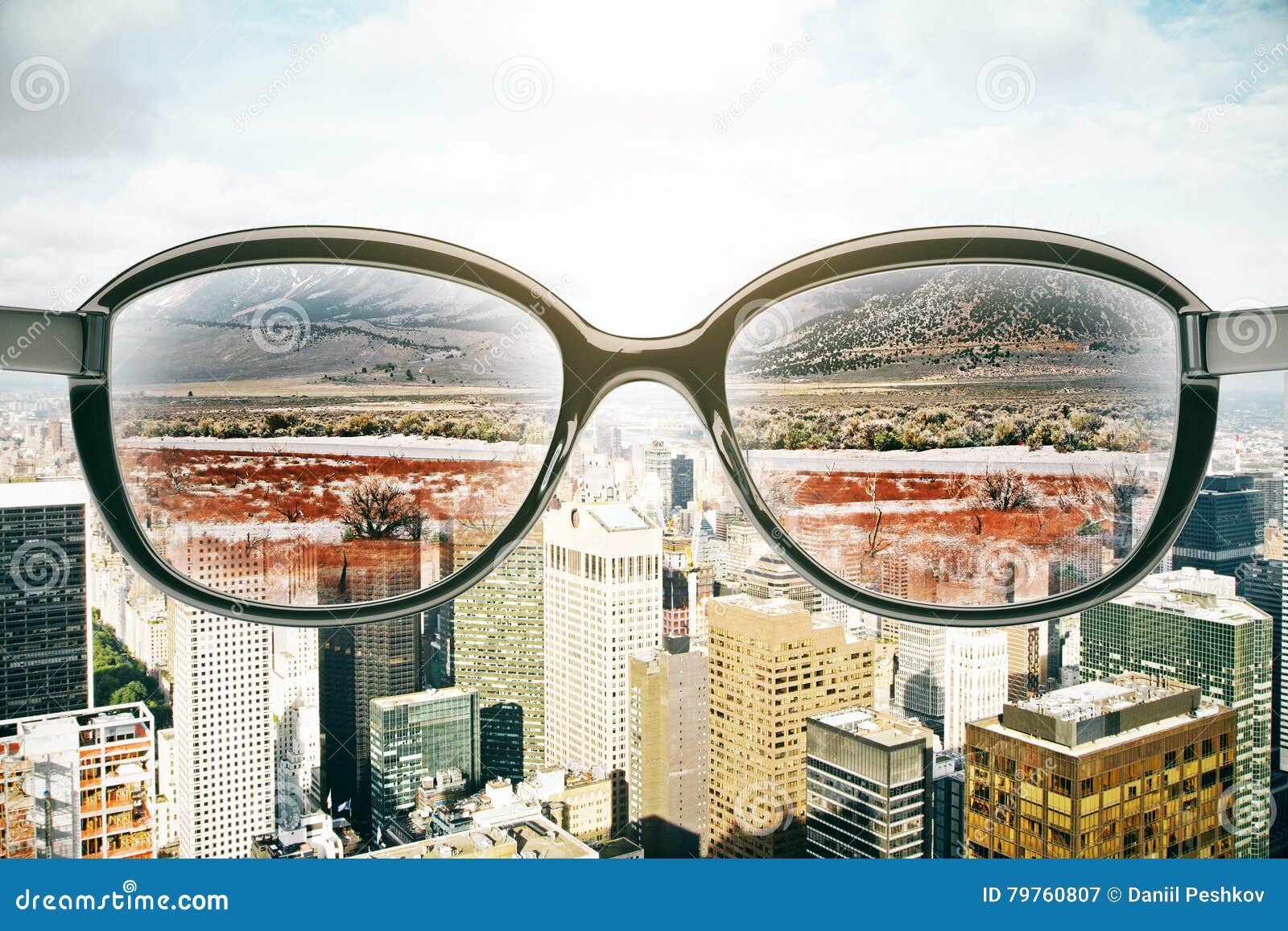 Eyeglasses with Landscape View Stock Illustration - Illustration of ...