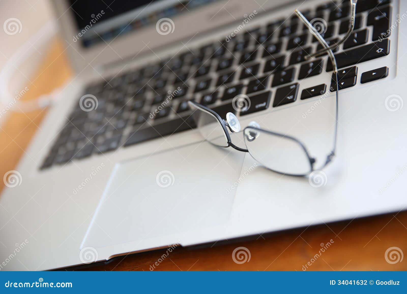 Eyeglasses on Laptop Keyboard Stock Photo - Image of laptop, business ...