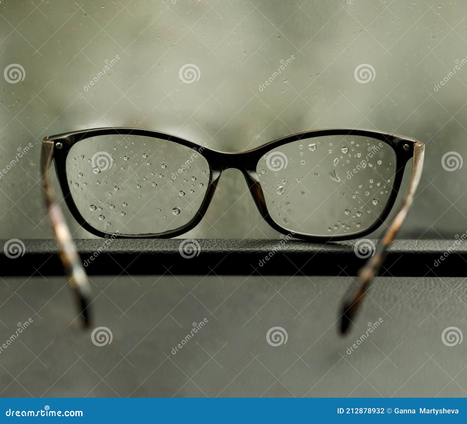 Eyeglasses Splattered with Rain with Copy Space for Text Stock Photo ...