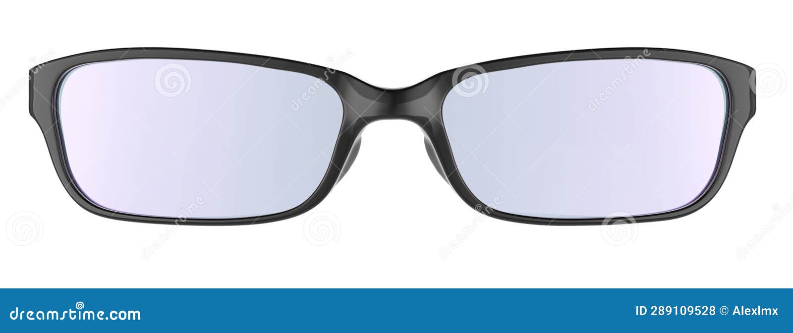 Eyeglasses with Square Frame, Front View. 3D Rendering Isolated Stock ...