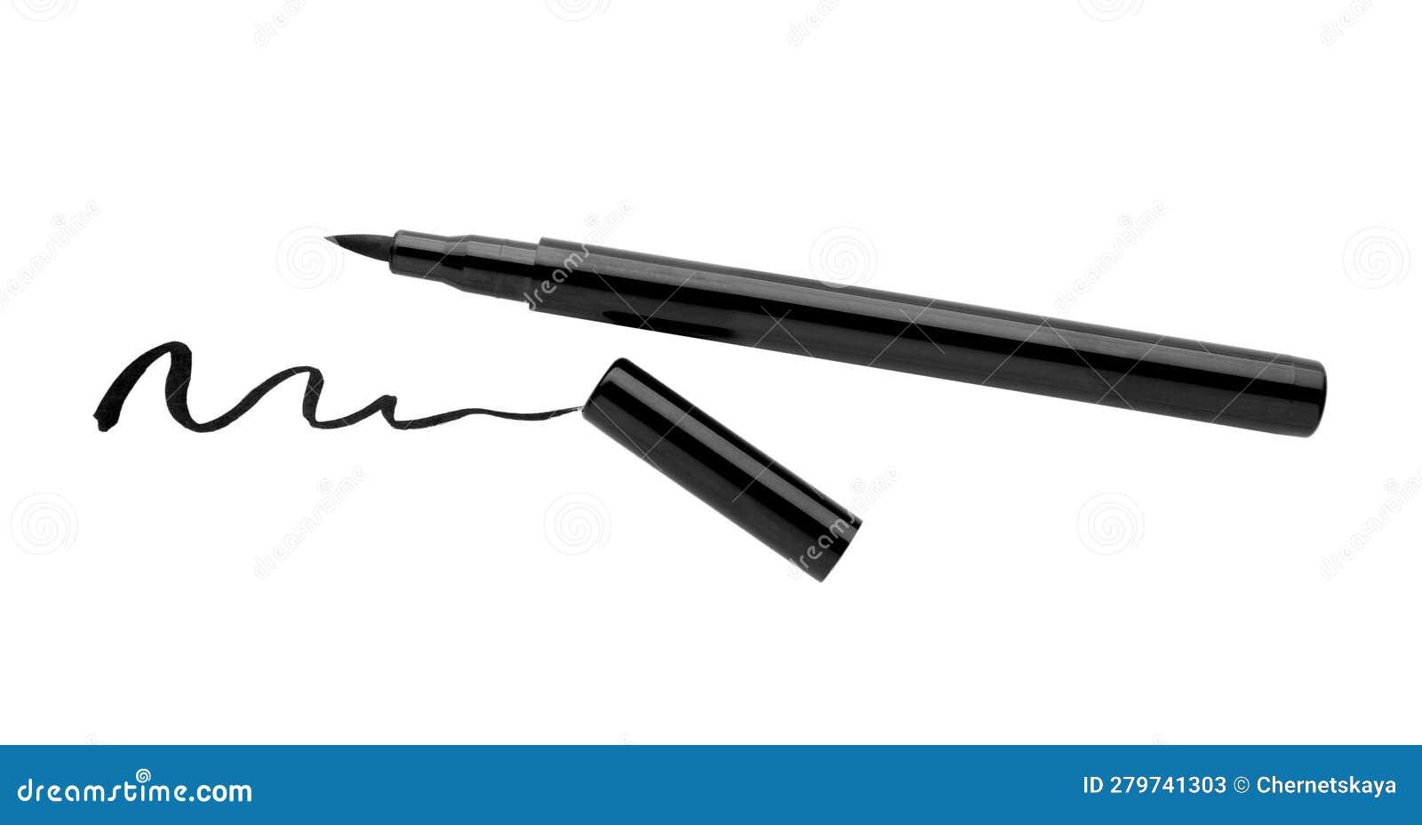 Eyeliner Marker and Stroke on White Background, Top View. Makeup ...