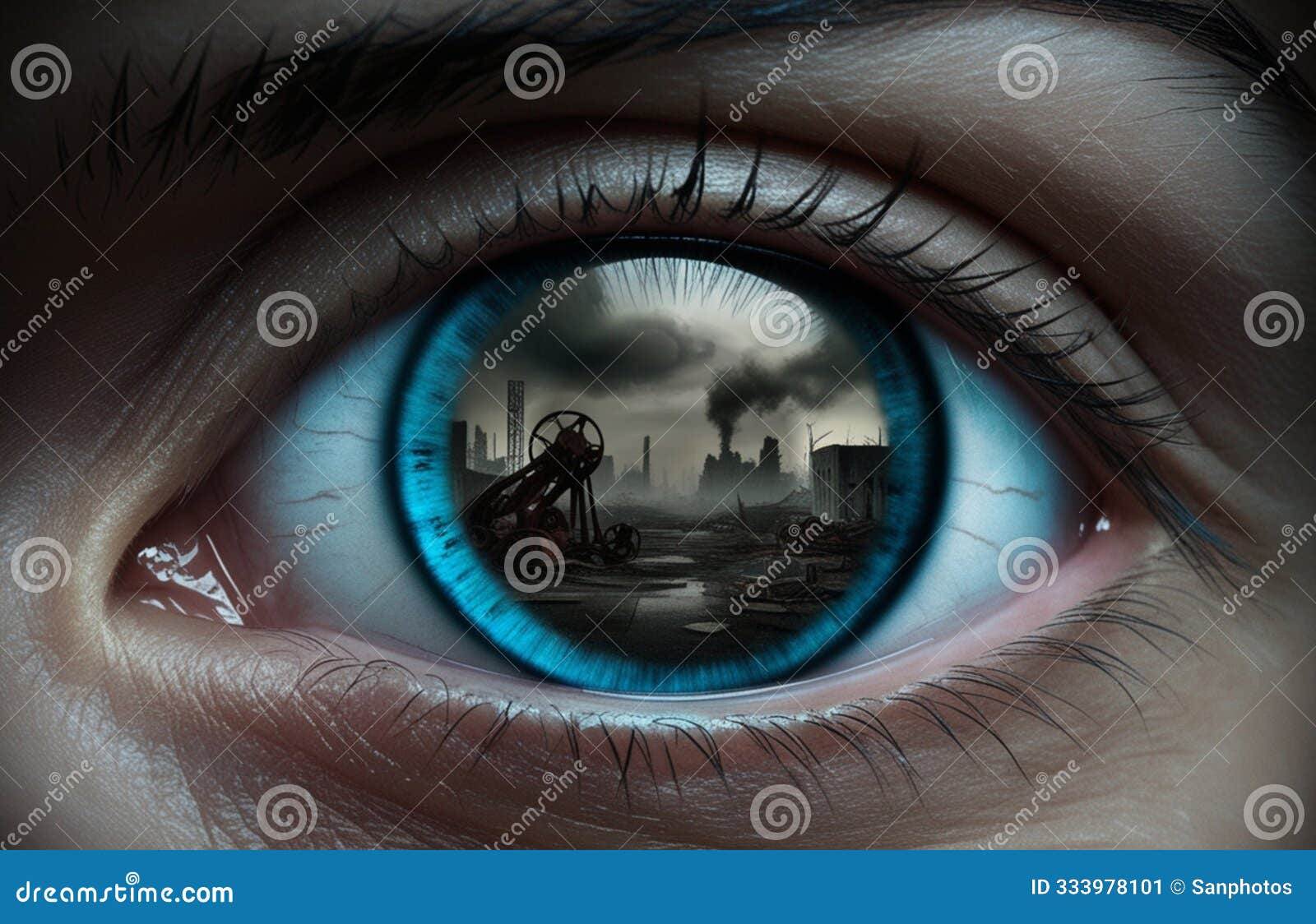 Echoes of Ruin: the Eye of a War-Torn World Stock Illustration ...