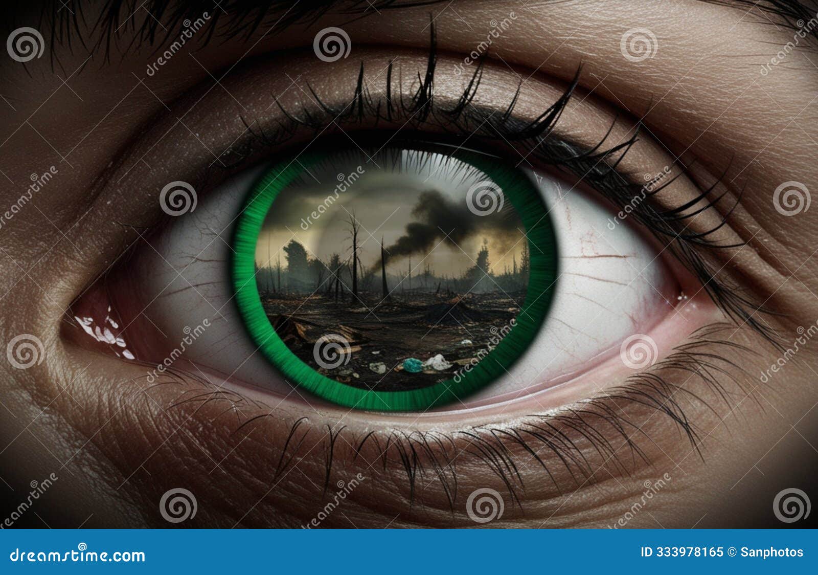 Ominous Reflection: the Eye of Desolation and Climate Change Stock ...