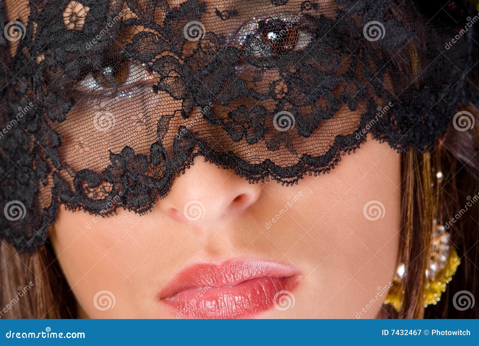 Eyes behind lace stock image. Image of attractive, mystery - 7432467