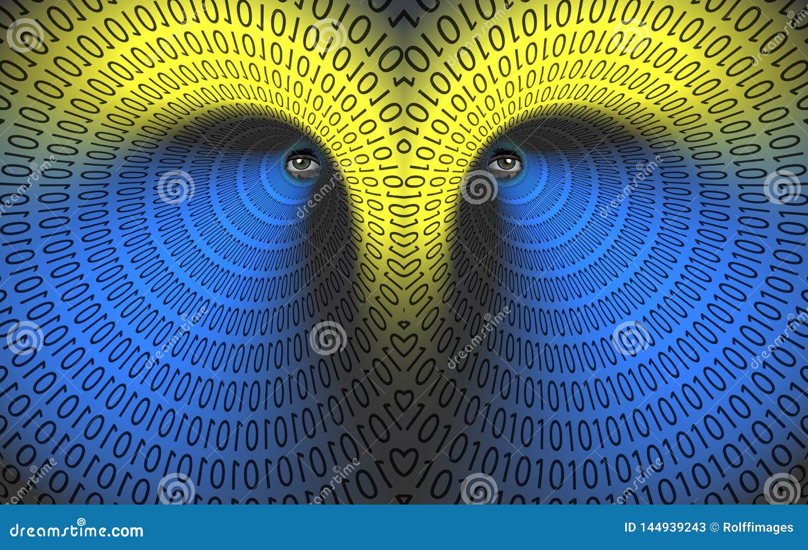 Eyes in binary tunnel stock illustration. Illustration of coding ...