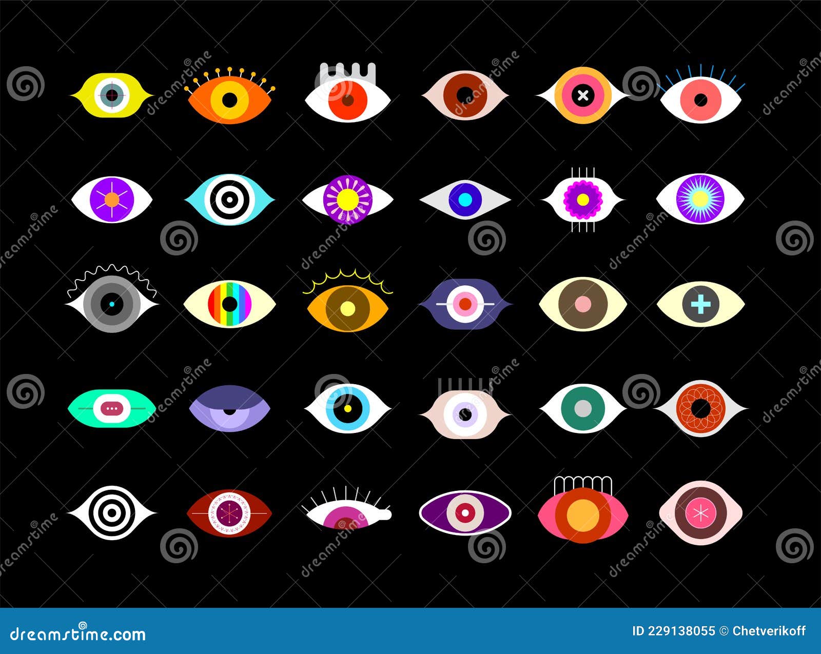Eyes Large Bundle of Design Elements Stock Vector - Illustration of ...