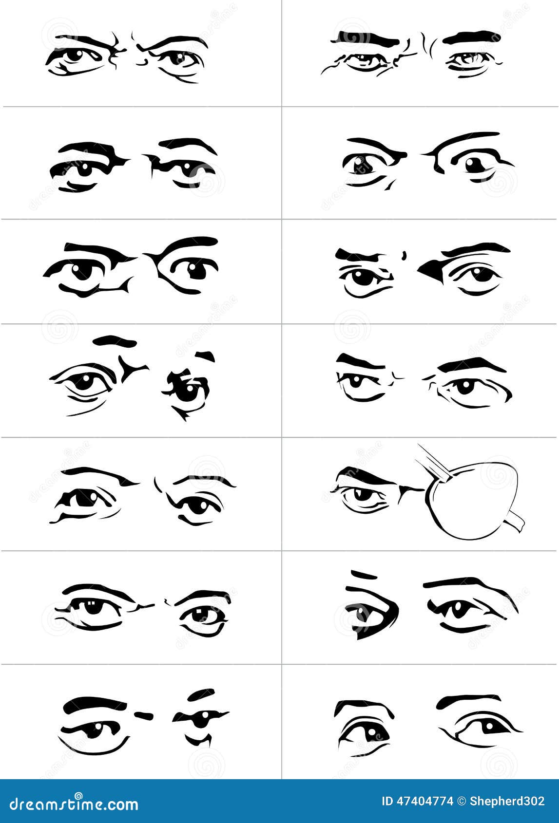 Eyes with emotions1 stock vector. Illustration of hatred - 47404774