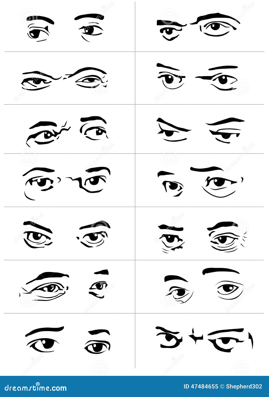 Eyes with emotions2 stock vector. Illustration of malice - 47484655