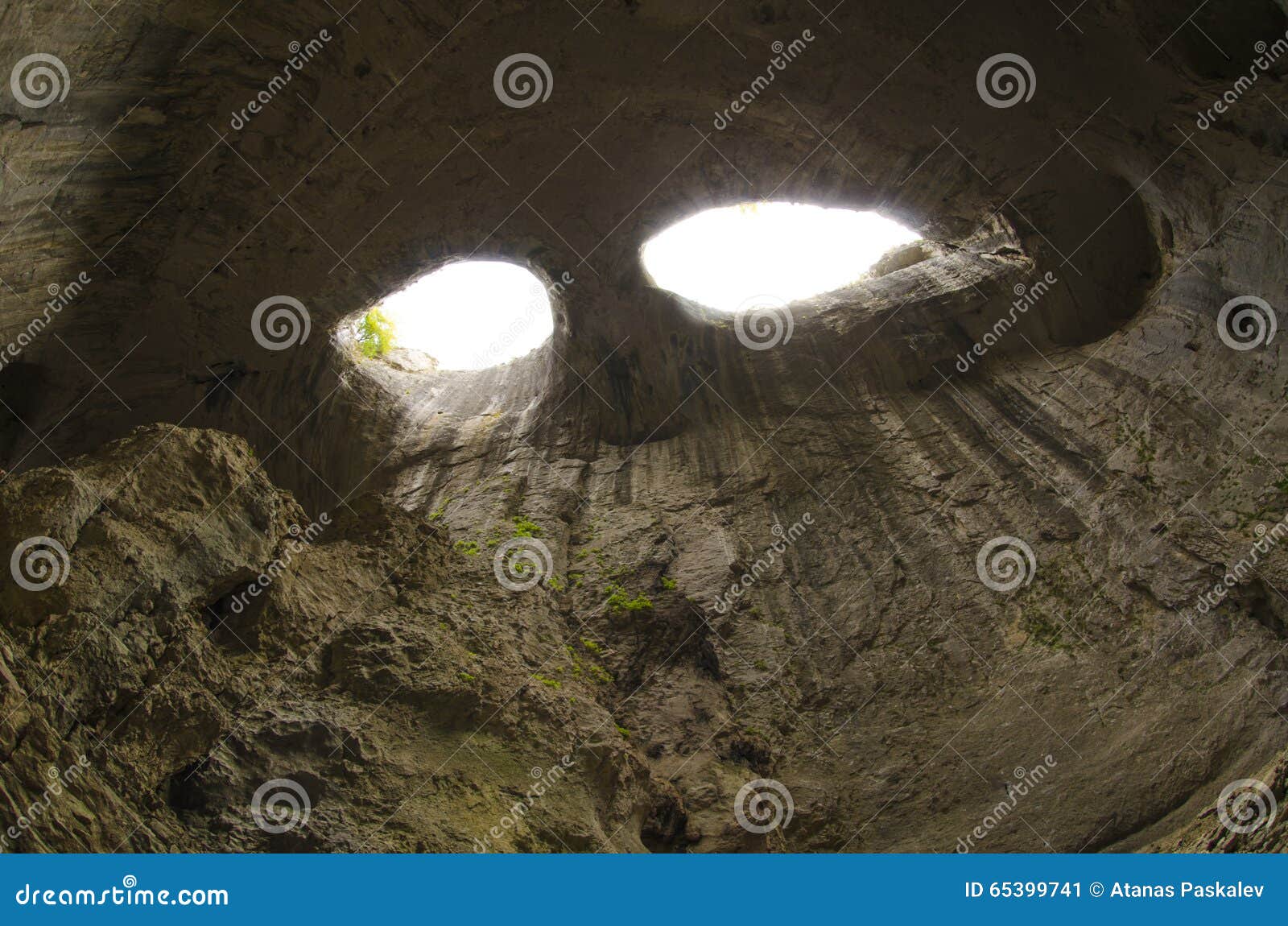 The Eyes Of God In Prohodna Cave, Famous Cave Royalty-Free Stock ...