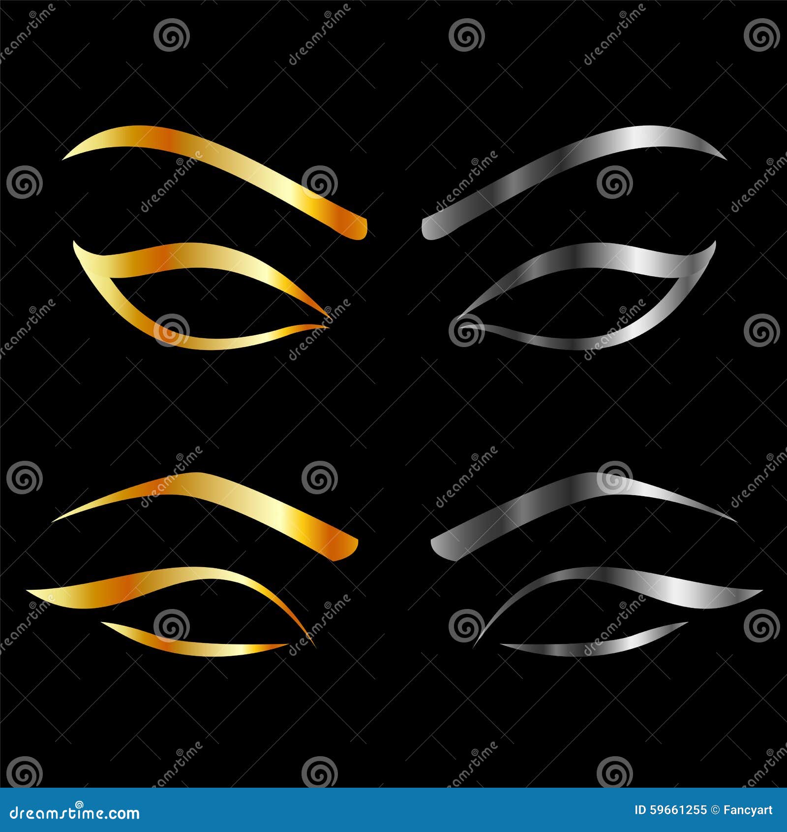 Eyes with Golden and Silver Eyebrows Stock Vector - Illustration of ...