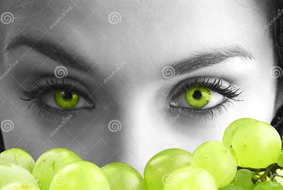 Eyes and grape stock photo. Image of close, white, brunette - 2175706