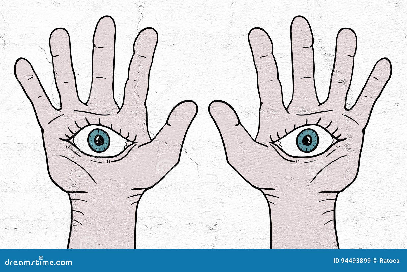 Eyes in hands stock illustration. Illustration of design - 94493899