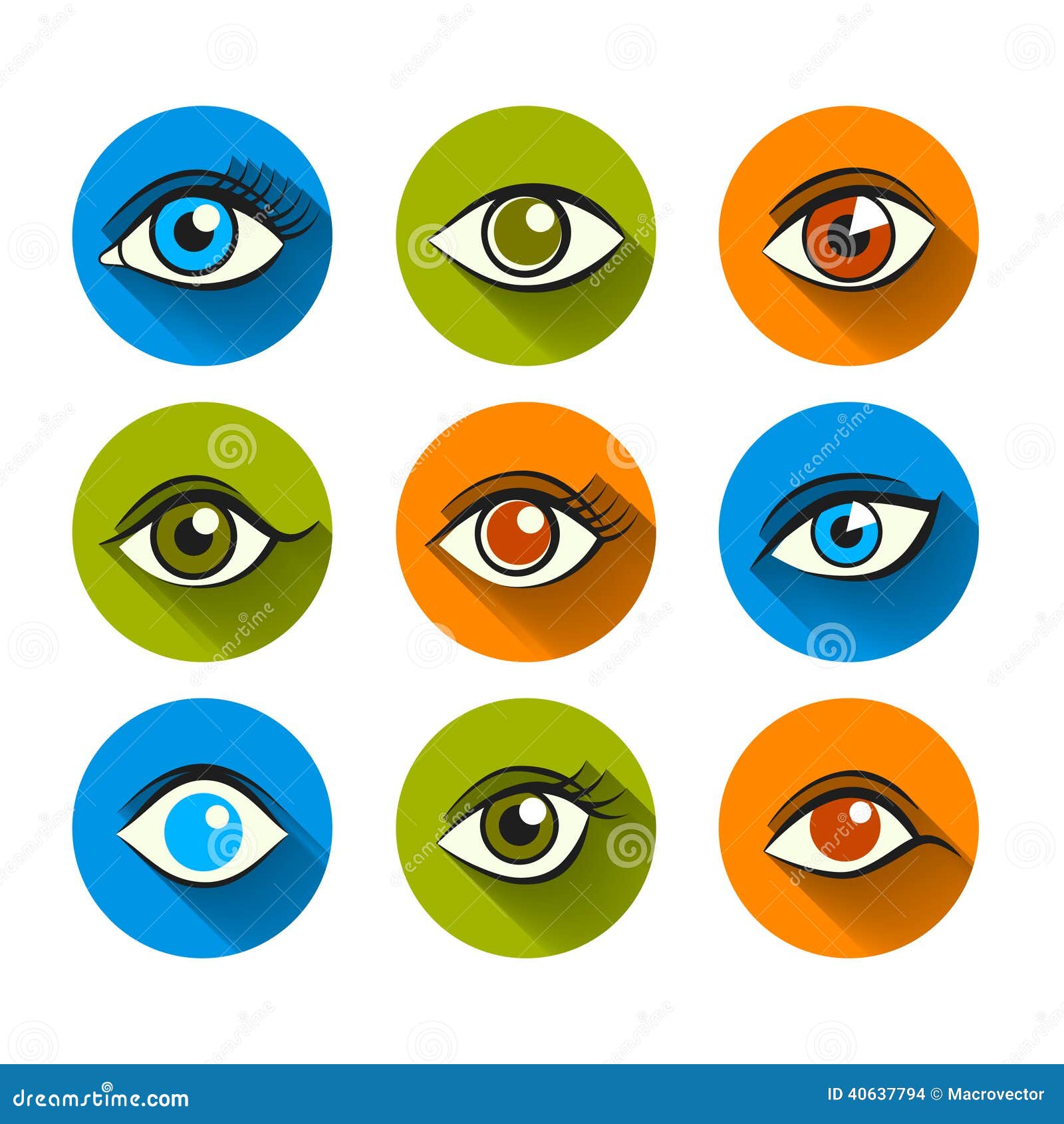 Eyes Icons Flat Set stock vector. Illustration of female - 40637794