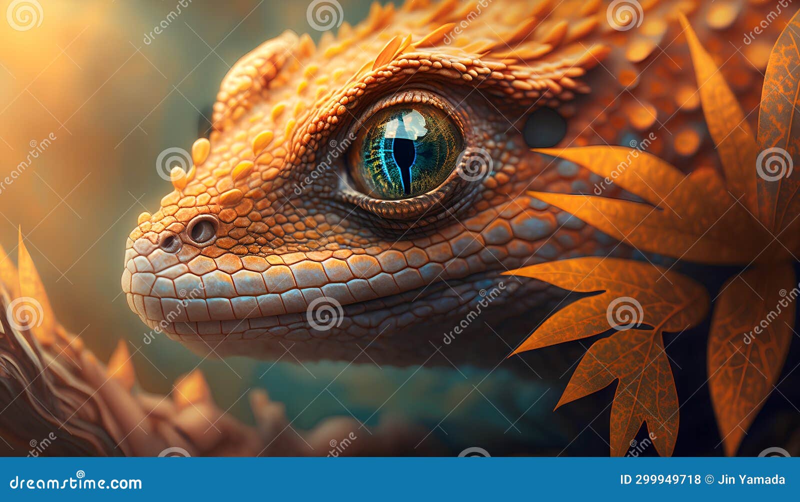 Eyes of a Lizard in the Nature. 3D Illustration Stock Illustration ...