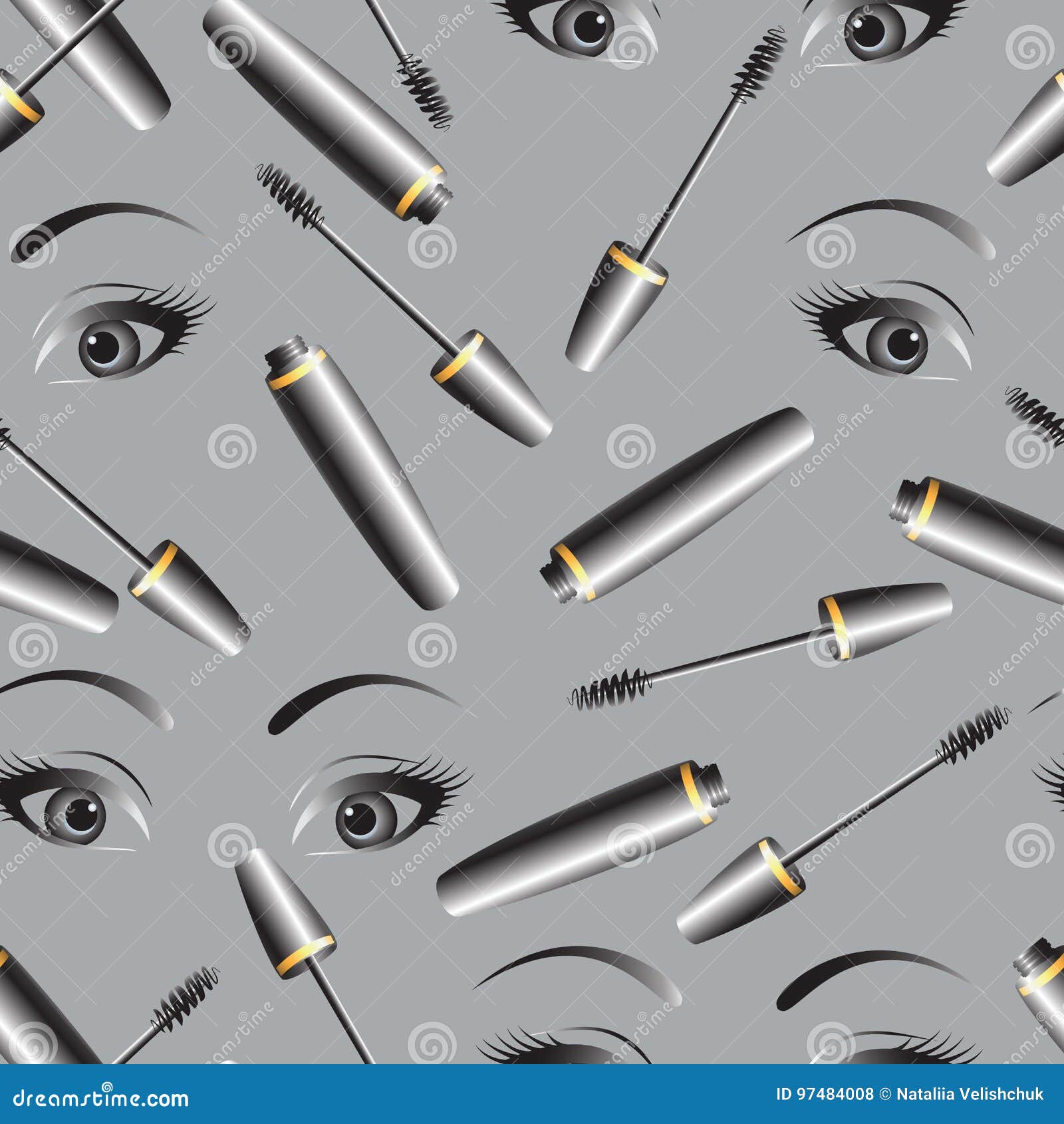 Eyes and Mascara. Seamless Pattern Stock Vector - Illustration of ...