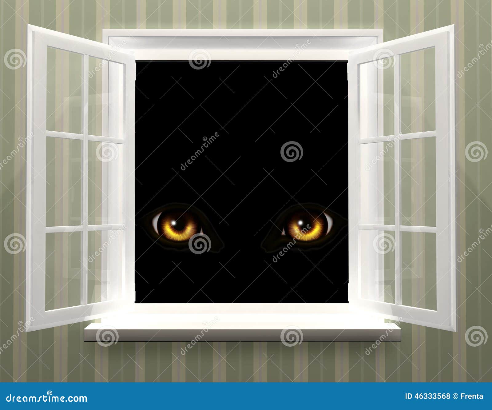 Eyes of Monster in Open Window Stock Illustration - Illustration of ...