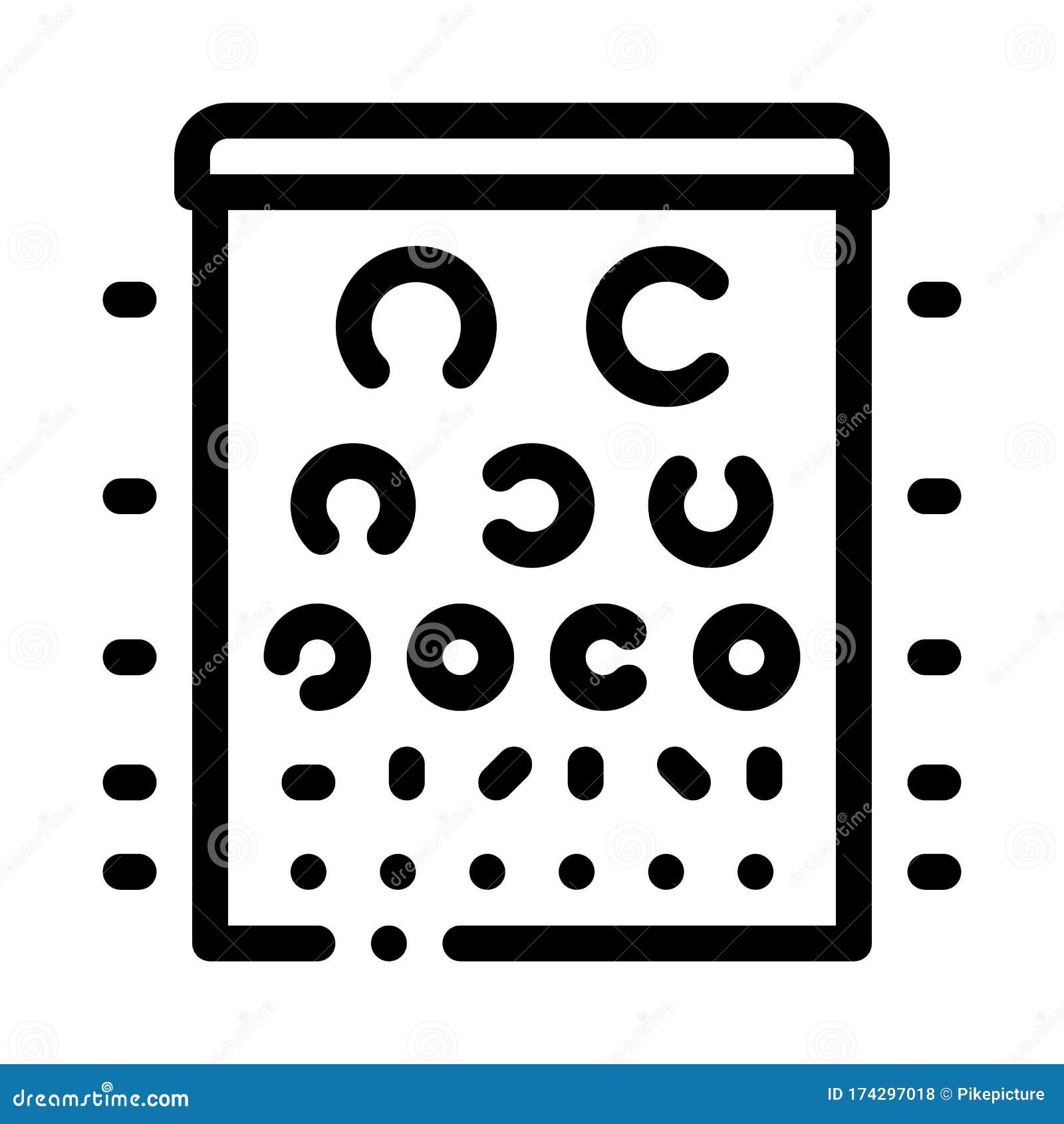Eyes Ophthalmic Test Chart Icon Thin Line Vector Stock Vector