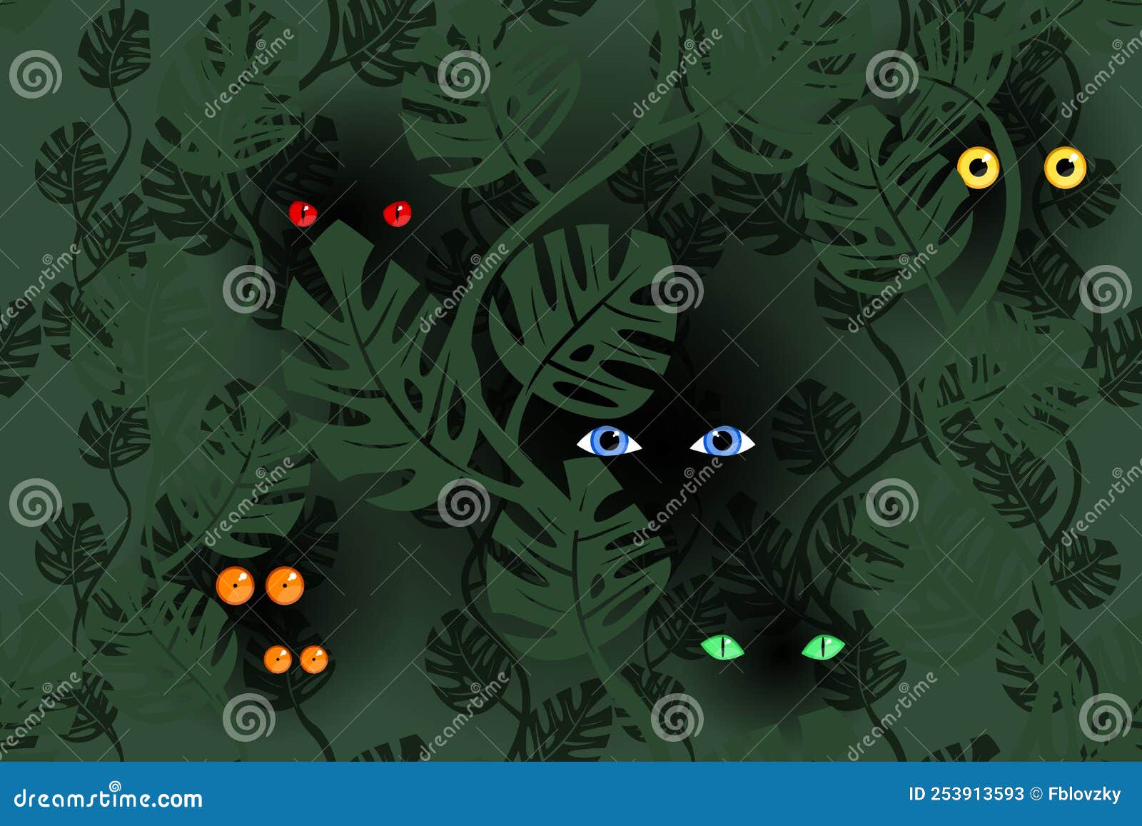 Eyes of Various Creatures in the Jungle Stock Vector - Illustration of ...