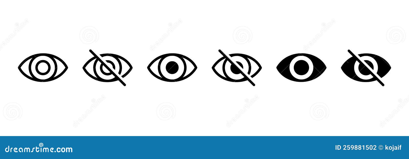 Eyes Vector Icon Set. Linear Sign of Open and Closed Eyes Stock Vector ...