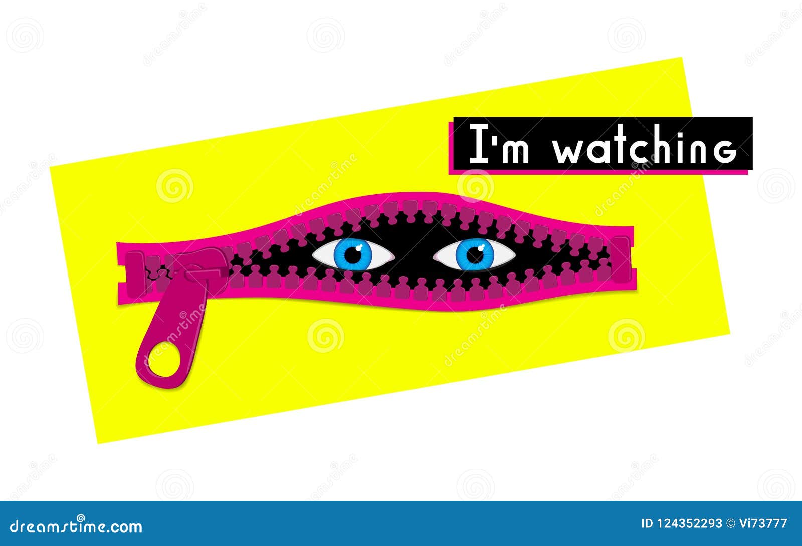 Eyes Watching From Opened Zipper. I`m Watching Modern Design Concept ...