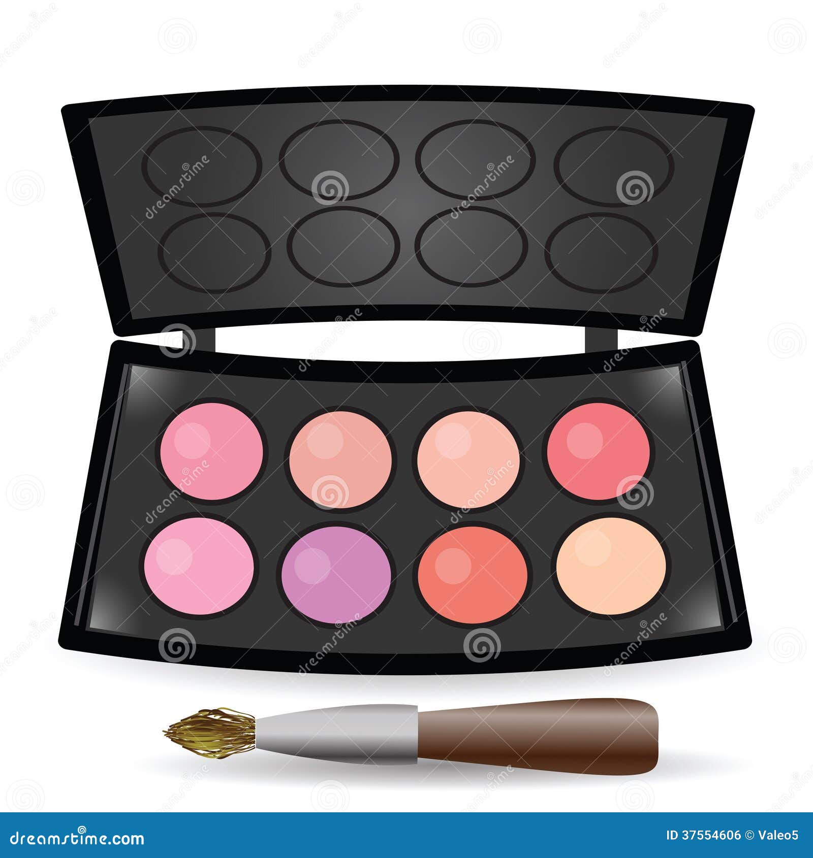 Eyeshadow Palette Icon Of 3 Types Color Black And White Outline ...