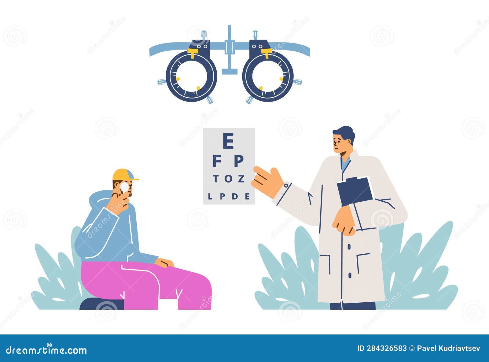Eyesight Check Process Flat Style, Vector Illustration Stock Vector ...