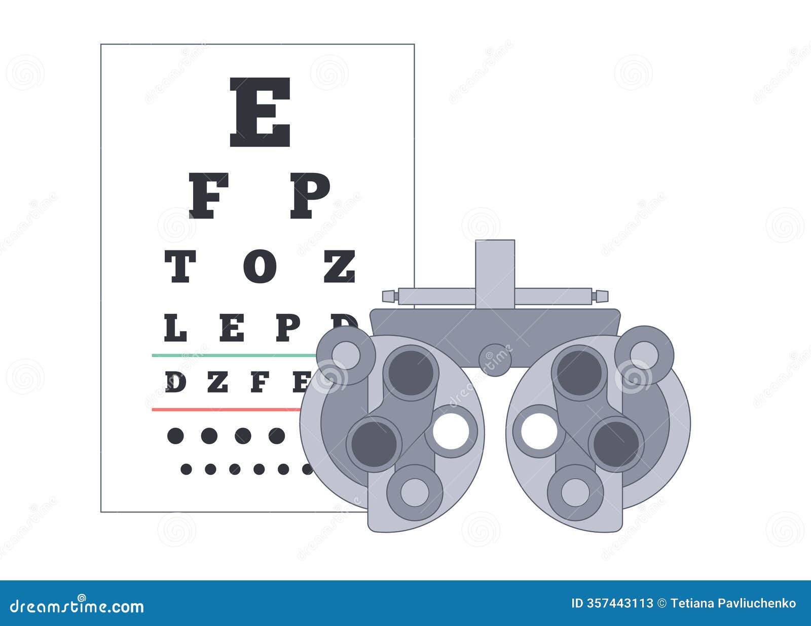 Eyesight Examination With Ophthalmic Trial Frame Vector Illustration ...